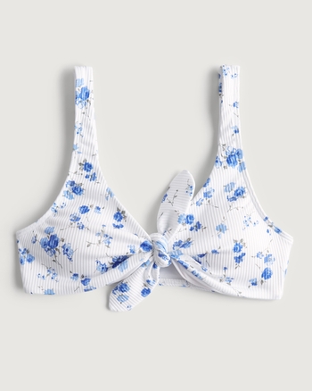 Femmes Haut de bikini dégagé côtelé à nouer devant | Femmes Maillots de ...