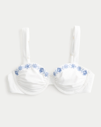 Women's Ruched Embroidered Balconette Bikini Top | Women's Swimwear ...
