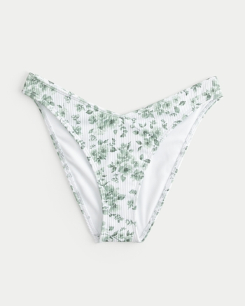 Womens Ribbed V Front High Leg Cheeky Bikini Bottom Womens Beach Shop