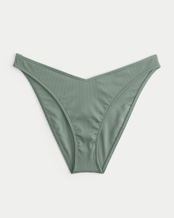 Damen Gerippte Cheeky-Bikinihose mit hohem Bein und V-förmiger Taille ...
