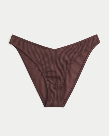 Damen Geripptes Cheeky-Bikiniunterteil mit V-Form und hohem ...