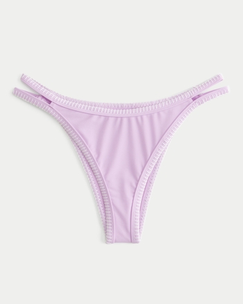 Women's High-Leg Embroidered Stitch Strappy Cheekiest Bikini Bottom ...