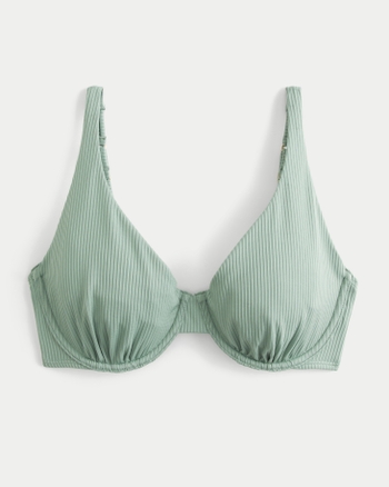 Women's Curvy High Apex Ribbed Underwire Bikini Top | Women's New ...