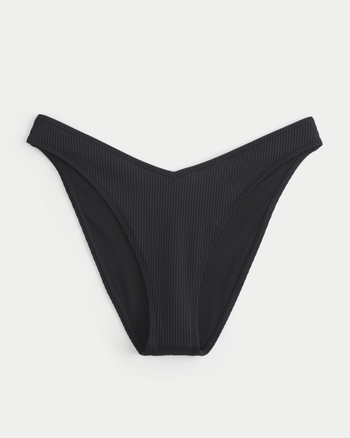 Damen Gerippte Cheeky Bikinihose mit hohem Bein und V-förmiger Taille ...