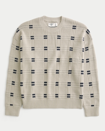 Men's Boxy Windowpane Stitch Crew Sweater | Men's Sale | HollisterCo.com