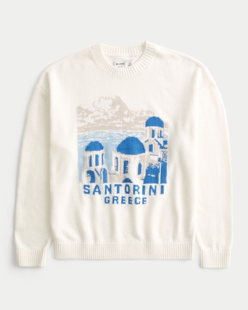 Men's Santorini Greece Graphic Crew Sweater | Men's New Arrivals ...