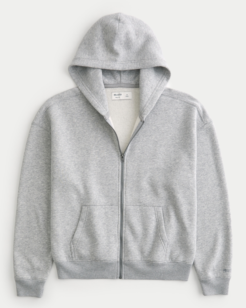 Hollister grey zip up hoodie store