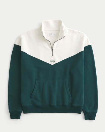Men S Boxy Logo Half Zip Sweatshirt Men S Sale Hollisterco