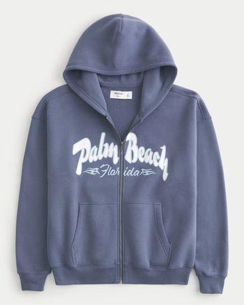 Men's Boxy Zip-Up Palm Beach Graphic Sweatshirt | Men's Tops ...