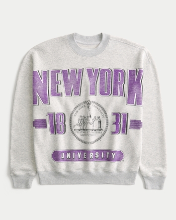 Men's Boxy New York University Violets Graphic Crew Sweatshirt | Men's ...