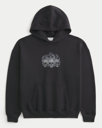 Men's Boxy Skull Graphic Hoodie | Men's Clearance | HollisterCo.ca