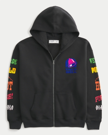 Men's Hollister x Taco Bell Boxy Graphic Zip-Up Hoodie | Men's Tops ...