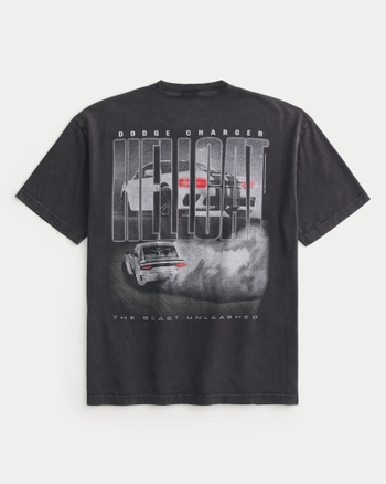 Hombres Camiseta en corte cuadrado con estampa de Dodge Charger Hellcat | Hombres Liquidación ...