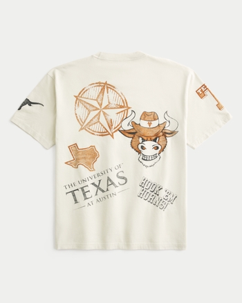 Hombres Camiseta de corte cuadrado con estampa de University of Texas ...