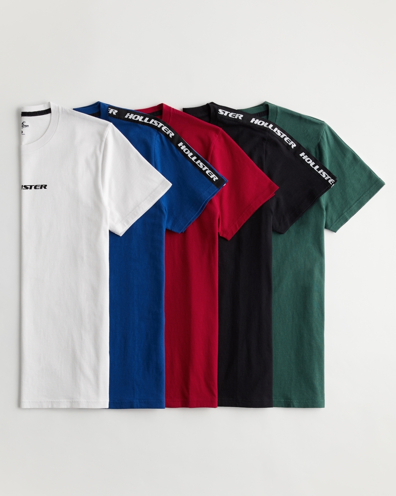 Men's Solid & Logo Tape T-Shirt 5-Pack | Men's Tops | HollisterCo.com