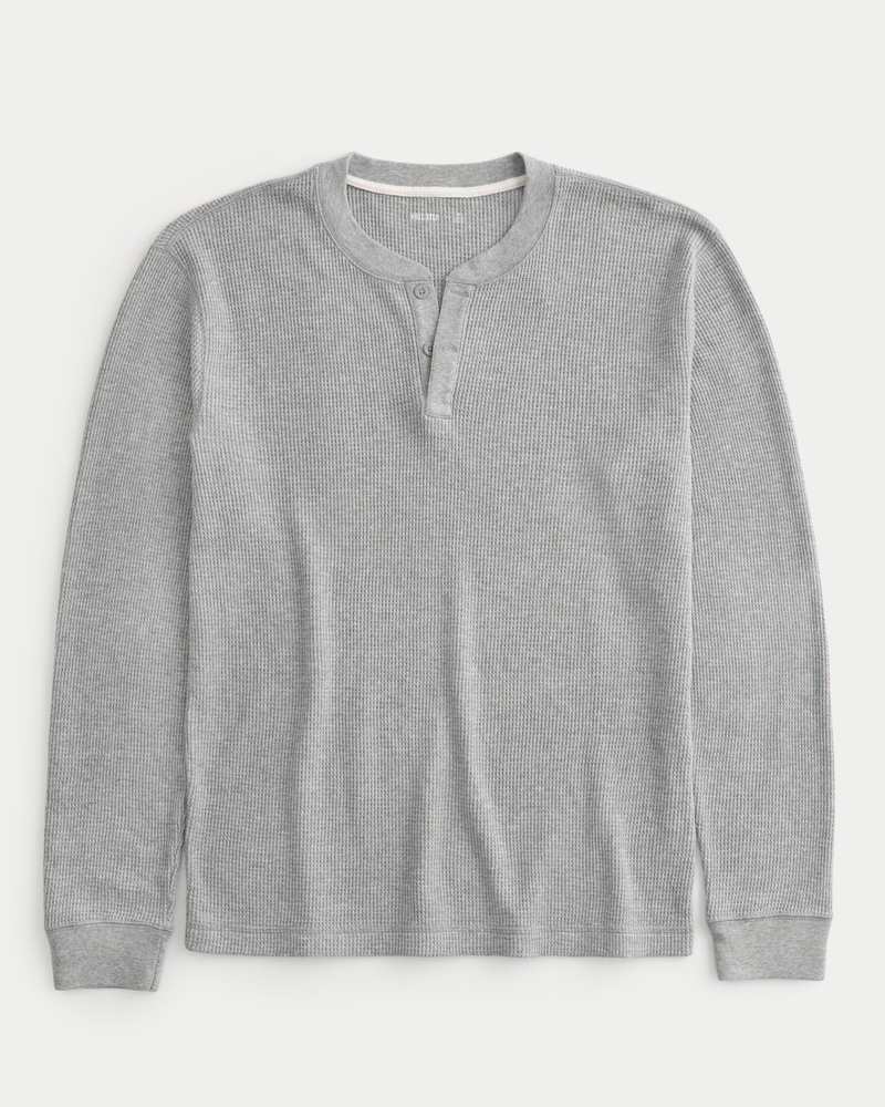 Men's Relaxed Long-Sleeve Waffle Henley | Men's | HollisterCo.com