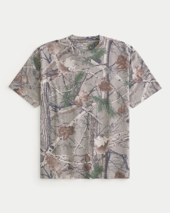 Men's Boxy Heavyweight Camo Crew T-Shirt | Men's Tops | HollisterCo.com