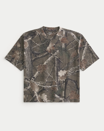 Men's Boxy Heavyweight Crop Camo Crew T-Shirt | Men's Tops ...