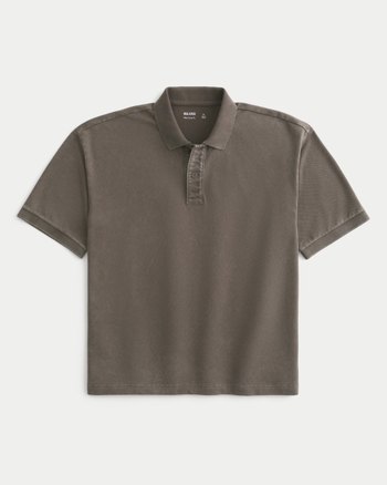 Men's Boxy Crop Washed Polo | Men's Clearance | HollisterCo.com