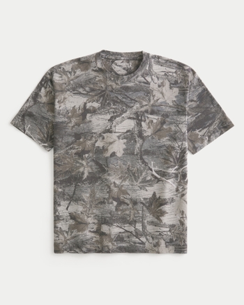 Men's Boxy Heavyweight Cotton Camo Crew T-Shirt | Men's Tops ...