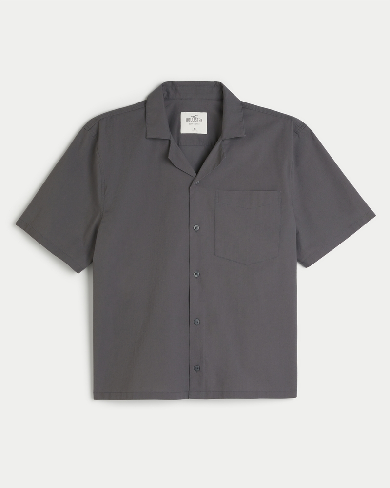 Men's Boxy Cropped Short-Sleeve Poplin Shirt | Men's Clearance ...