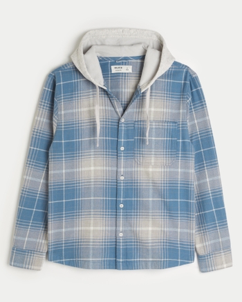 Men's Relaxed Hooded Flannel Shacket | Men's Jackets & Coats ...