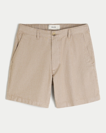 Hommes Short en lin mélangé à taille flexible longueur au-dessus du ...