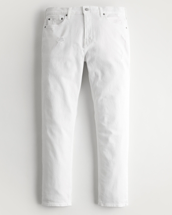 Men's Distressed White Slim Jeans | Men's Bottoms | HollisterCo.com
