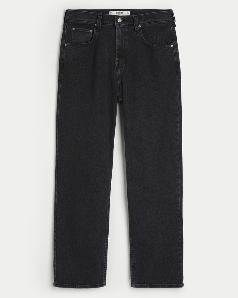 Mens Washed Black Baggy Jeans Mens Bottoms