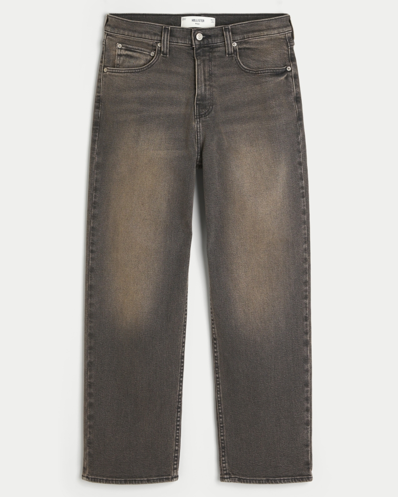 Men s Washed Black Baggy Jeans Men s Bottoms HollisterCo