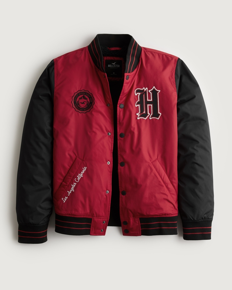 Men's Sherpa-Lined Varsity Bomber Jacket | Men's Jackets & Coats ...