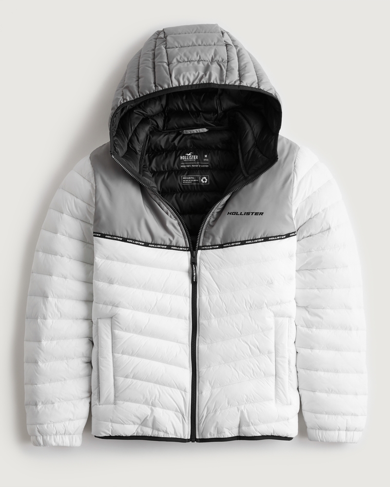 Men's Hooded Colorblock Puffer Jacket | Men's Clearance | HollisterCo.com