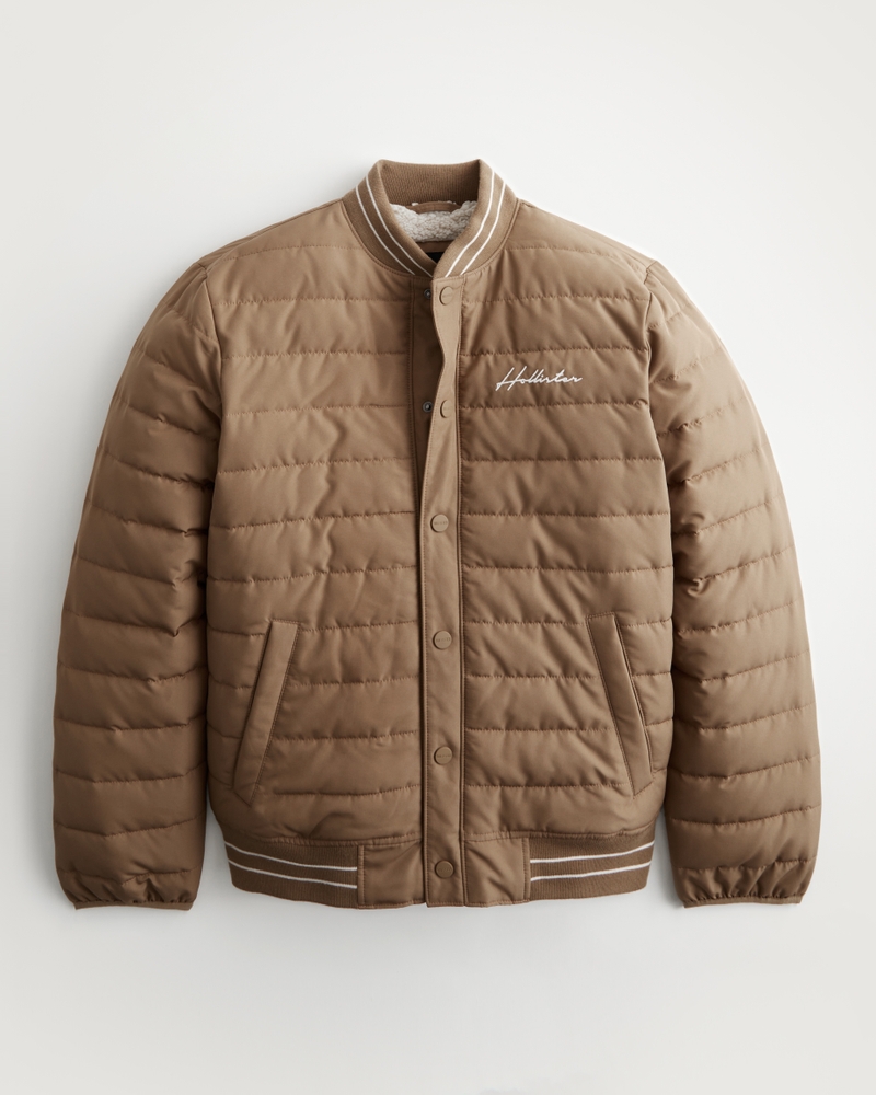 Men's Sherpa-Lined Puffer Bomber Jacket | Men's Clearance | HollisterCo.ca