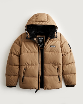 Men's Faux Fur-Lined Hooded Puffer Jacket | Men's Second Layers ...
