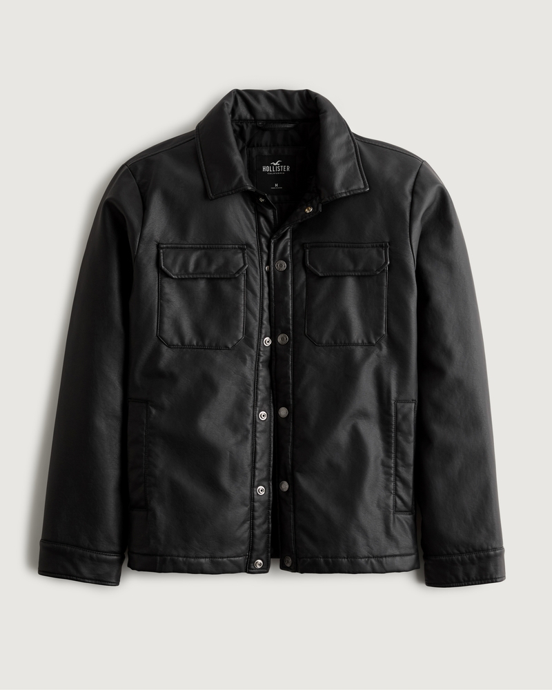 Men's Faux Leather Shirt Jacket | Men's Jackets & Coats | HollisterCo.com