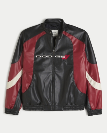 Men's Faux Leather Dodge Graphic Jacket | Men's Clearance | HollisterCo.com