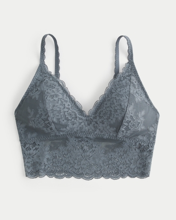 Women s Lace Longline Triangle Bralette Women s Bralettes Sports Bras HollisterCo