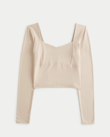 Women's Long-Sleeve Seamless Portrait Neck Top | Women's New Arrivals ...