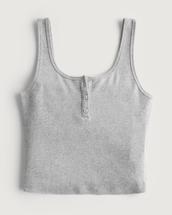 Women's Ribbed Scoop Henley Tank | Women's New Arrivals | HollisterCo.com