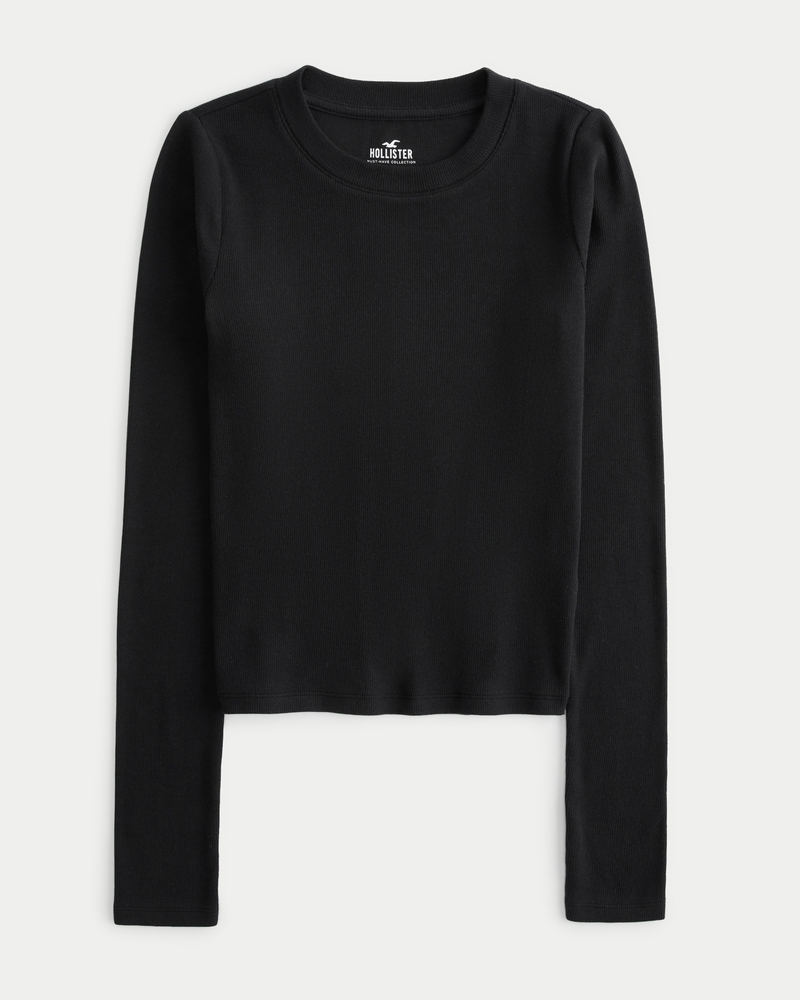 홀리스터 Long-Sleeve Ribbed Crew Baby Tee - 위시버킷