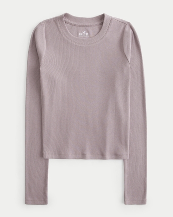 Women's Long-Sleeve Ribbed Crew Baby Tee | Women's New Arrivals ...