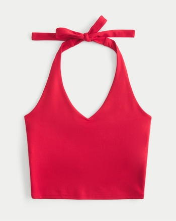 Mujeres Top atado al cuello de tela sin costuras | Mujeres Prendas ...