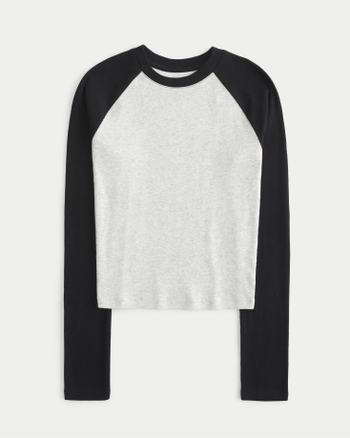 Women's Long-Sleeve Ribbed Crew Baby Tee | Women's New Arrivals ...