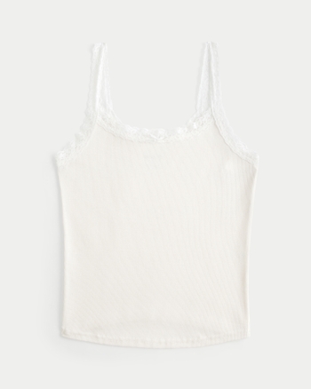 Womens Ribbed Lace Trim Cami Womens Clearance