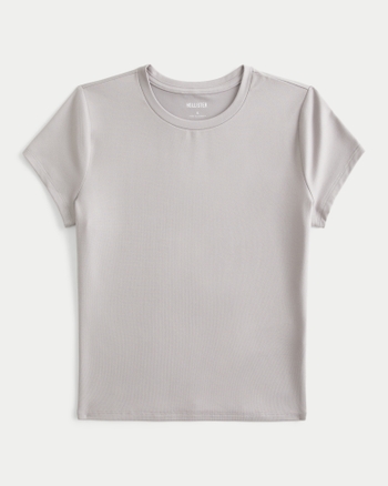 Women's Soft Stretch Seamless Fabric Longline Baby Tee | Women's ...