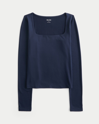 Women's Soft Stretch Seamless Fabric Square-Neck Top | Women's Tops ...