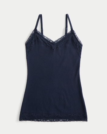 Women's Ribbed Lace Trim Cami | Women's Tops | HollisterCo.com