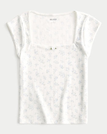 Women's Pointelle Square-Neck Top | Women's Weekly Sets | HollisterCo.com