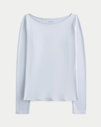 Women's Long-Sleeve Seamless Fabric Slash-Neck Top | Women's New ...