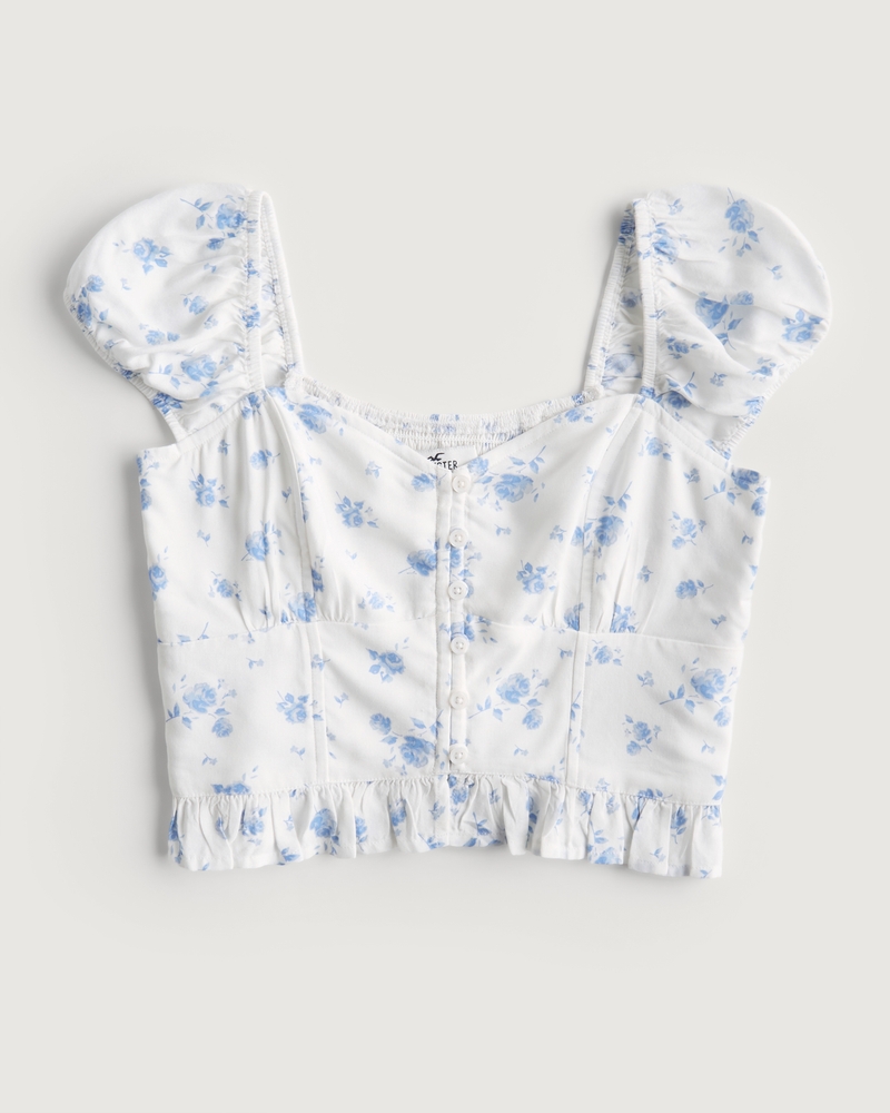Women's Short-Sleeve Button-Through Top | Women's Tops | HollisterCo.com